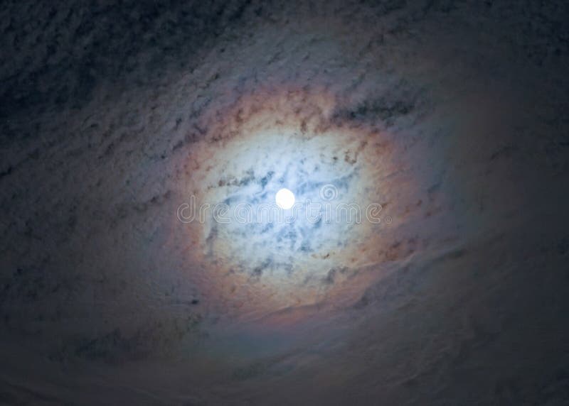 Halo. a Warm Circle of the Moon through the Cloud. Stock Photo - Image ...