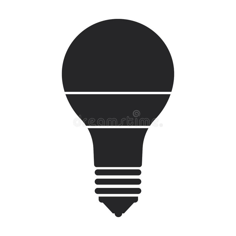 Halogen Bulb Vector Icon. Black Vector Icon Isolated on White ...