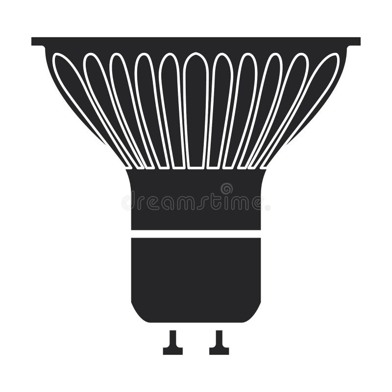 Halogen Bulb Vector Icon. Black Vector Icon Isolated on White ...