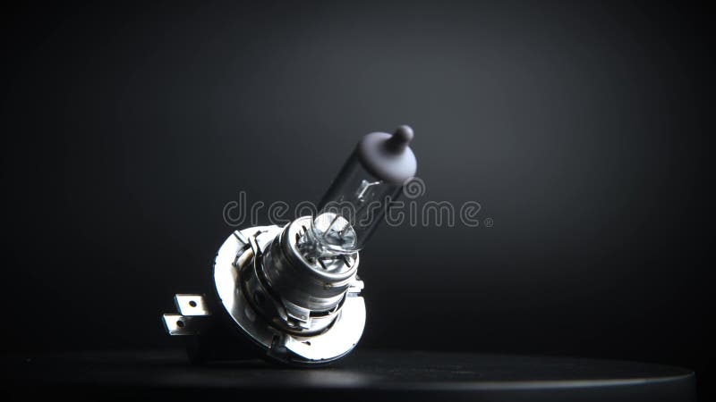 Halogen Car New Lamp. Car Parts on Black Background with Rotation Stock ...