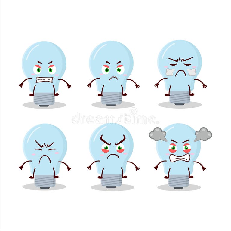 Halogen Cartoon Character with Various Angry Expressions Stock Vector ...