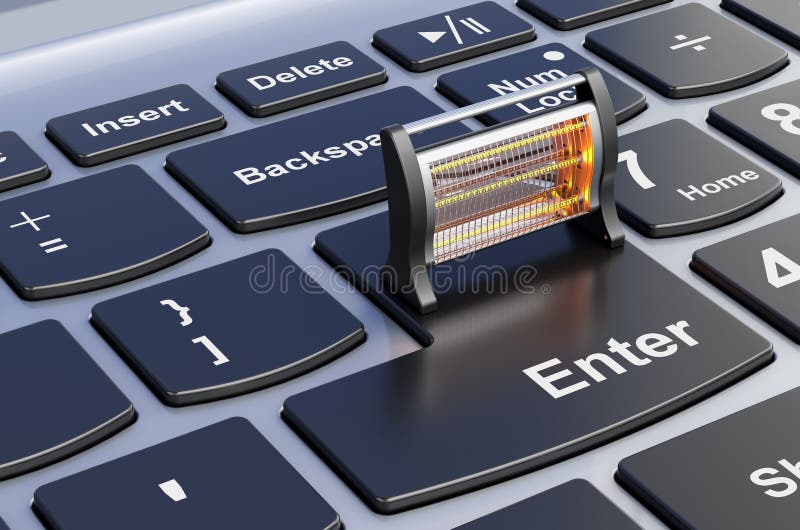 Halogen or Infrared Heater on Computer Keyboard, 3D Rendering Stock ...