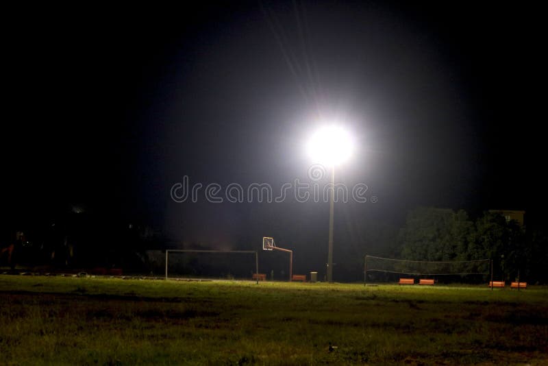 Halogen Lamp Glowing on Pole Stock Photo - Image of illumination, tower ...