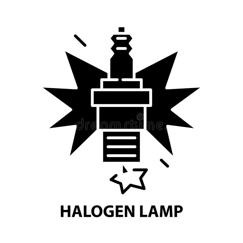 Halogen Lamp Icon, Black Vector Sign with Editable Strokes, Concept ...
