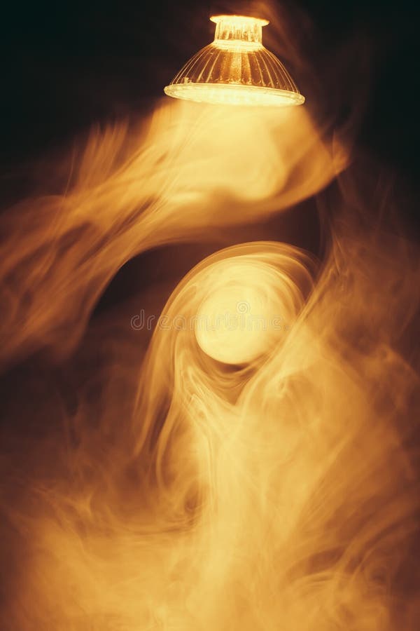 Halogen Lamp with Warm Light in Smoke Stock Image - Image of halogen ...