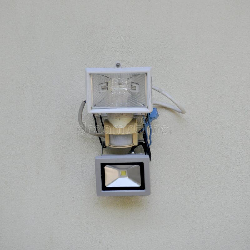 Halogen Light with Electric Cable with Ice Light Attached Wall. Stock ...