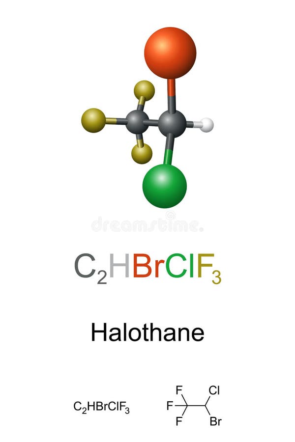 Halothane, Ball-and-stick Model, Molecular and Chemical Formula Stock ...