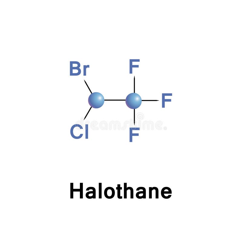 Molécula De Fármaco Anestésico General De Halotano. Fórmula Esquelética ...