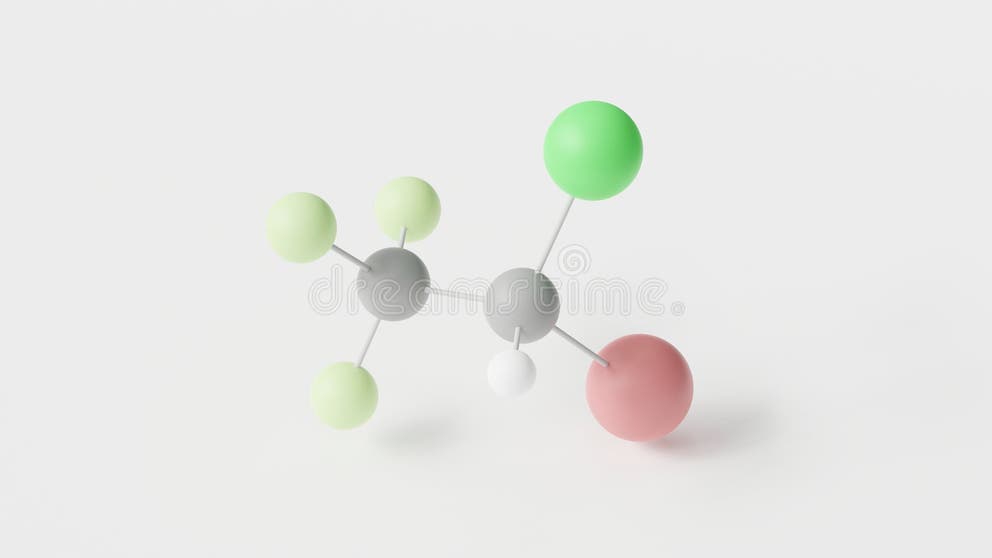 Halothane Molecule 3d, Molecular Structure, Ball and Stick Model ...