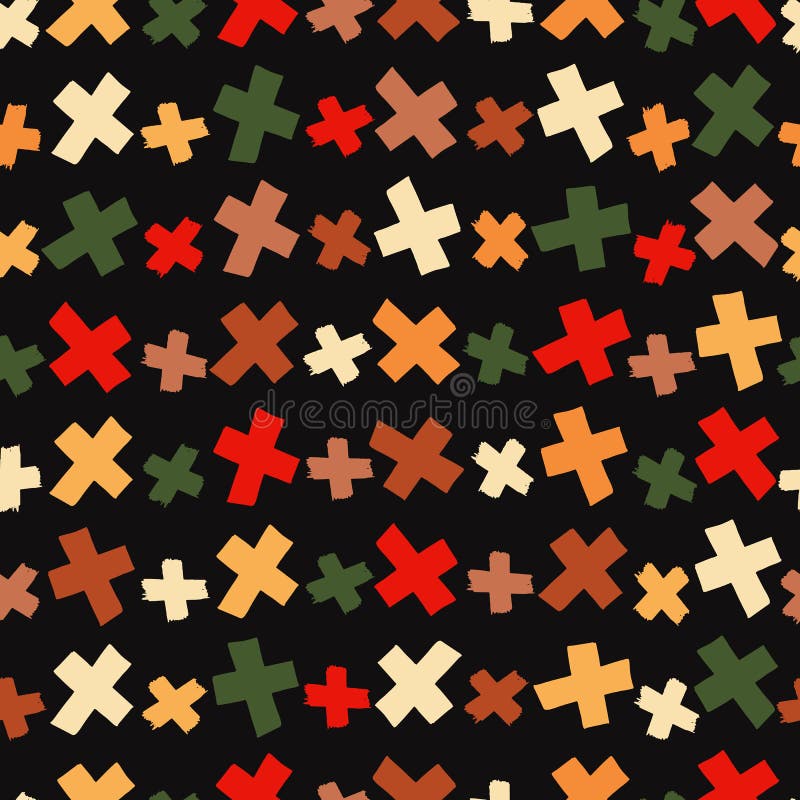 Haloween Seamless Pattern with Cross in Autumn Colors. Hand Drawn ...