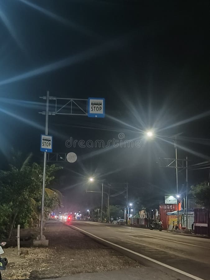 Halte in java the night stock image. Image of lighting - 299568087