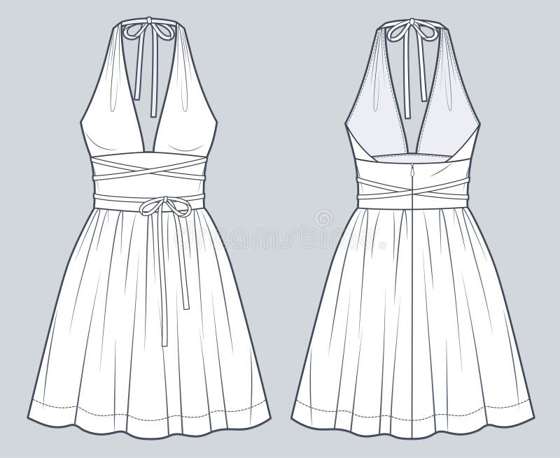 Halter Neck Dress Technical Fashion Illustration Mini Dress Fashion