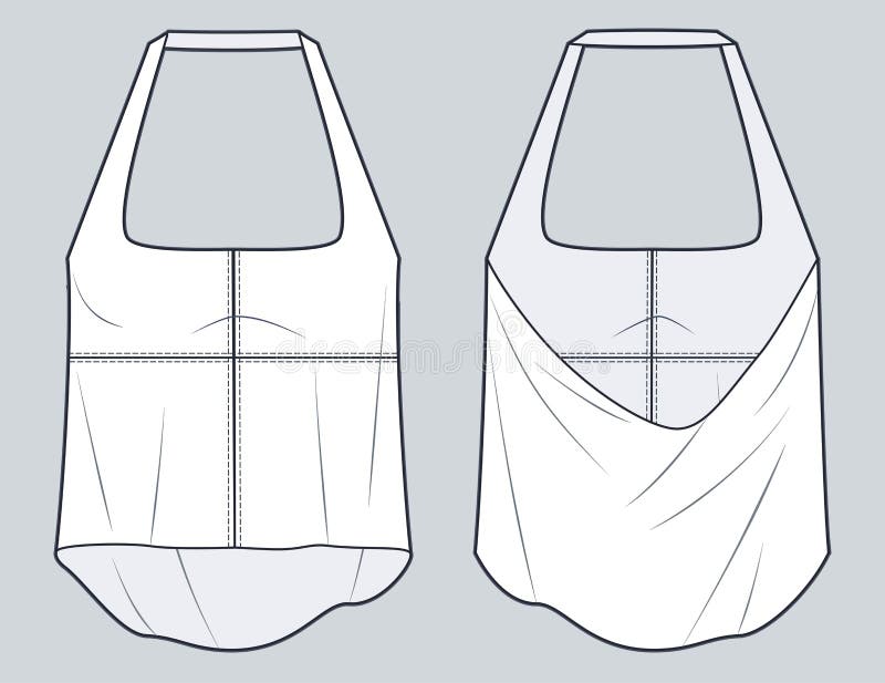 Halter Top Technical Fashion Illustration. Top Fashion Flat Technical ...