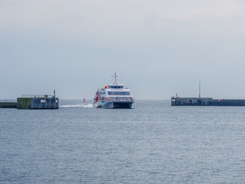 Halunder Jet Catamaran on Its Way To Helgoland Harbour Editorial Stock ...