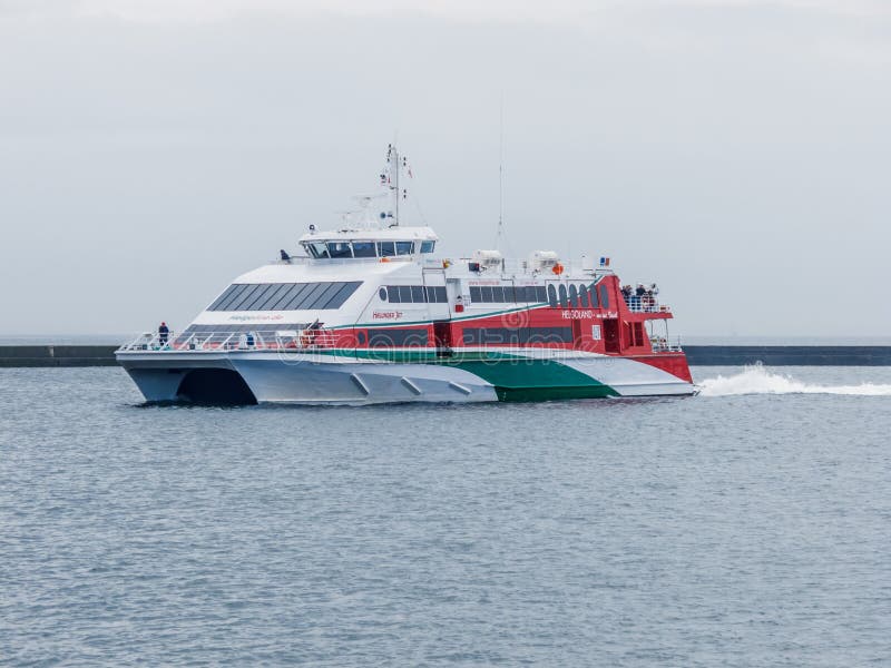 Halunder Jet Catamaran on Its Way To Helgoland Harbour Editorial Stock ...