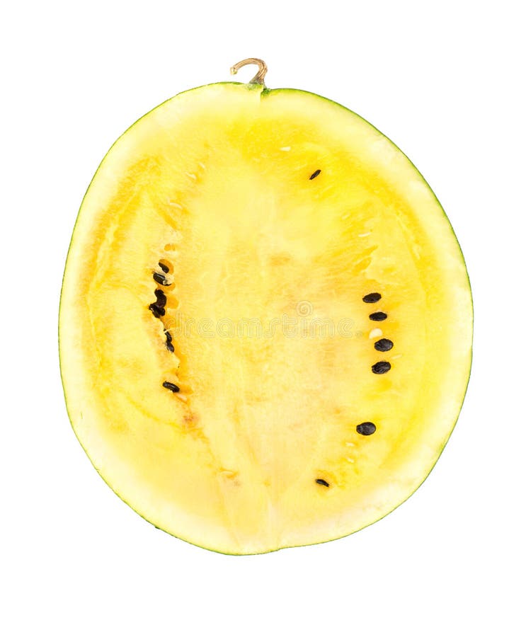 Halv gul vattenmelon fotografering för bildbyråer. Bild av organiskt ...