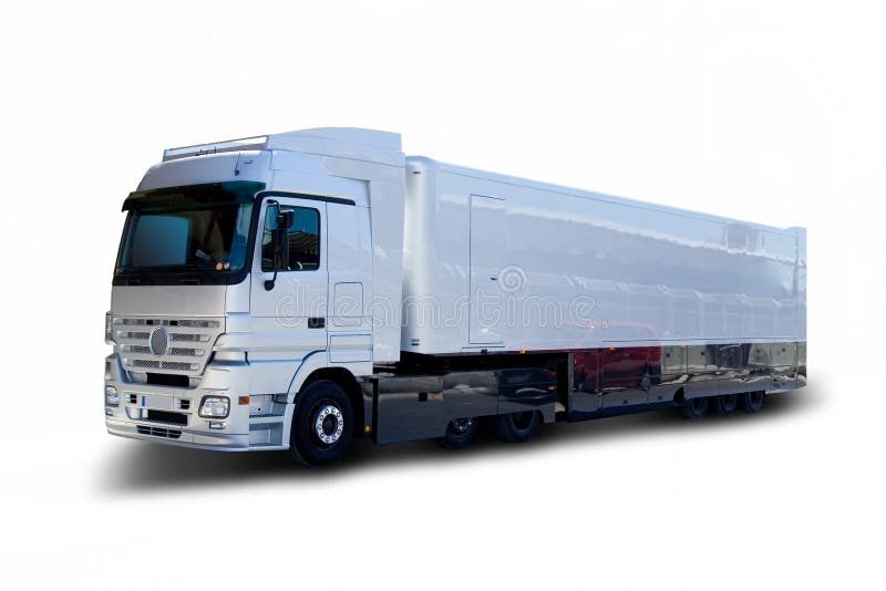 Blå Volvo Lastbil Med Den Fulla Släpet Redaktionell Arkivfoto - Bild av ...