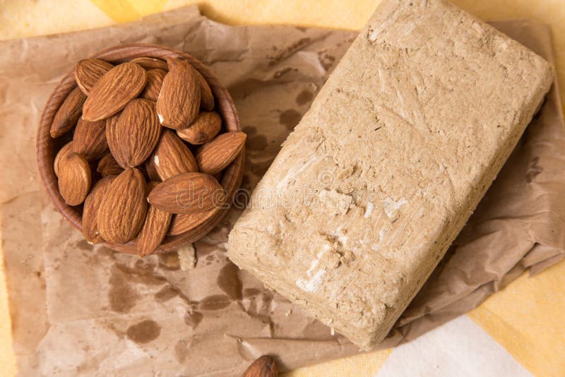 Halva with almonds stock photo. Image of halwa, organic - 69248018
