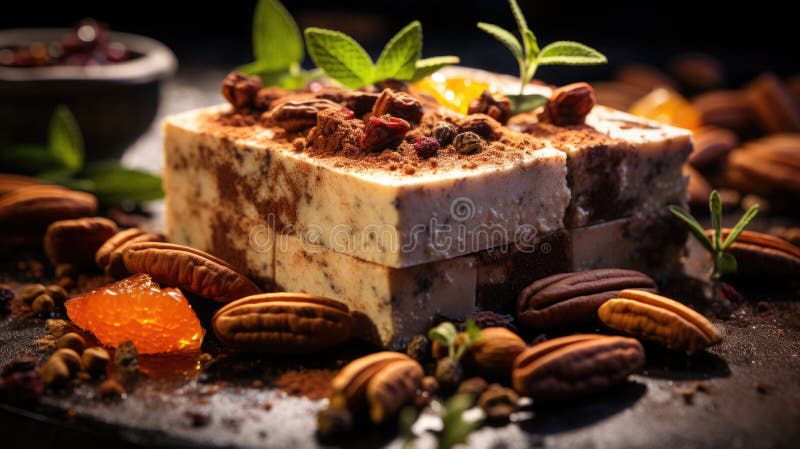 Halva: Artistic Close-up Capturing the Texture of Halva with Nut Pieces ...