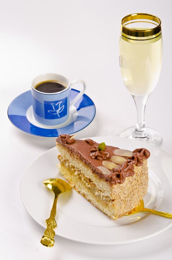 Halva Cake, Kaffe and Champagne Stock Image - Image of cream, beautiful ...