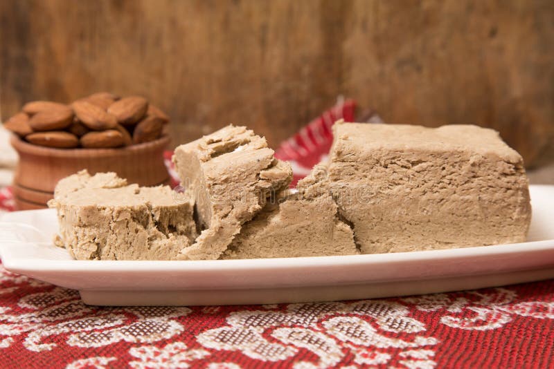 Halva in a ceramic plate stock image. Image of speciality - 69248023