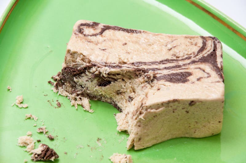 Halva with Chocolate on the Green Plate Stock Photo - Image of cuisine ...