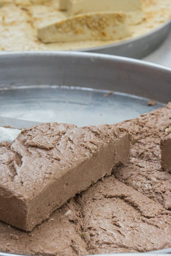 Halva with Cocoa on Stall at Bazaar. High Calorie Snack Stock Image ...