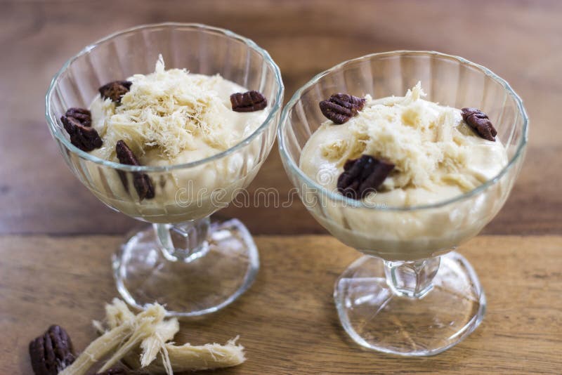 Halva mousse with pecans stock image. Image of cafe - 104605315