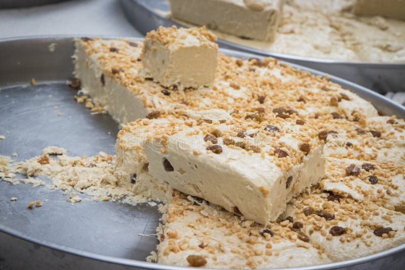 Halva with Nuts on Stall at Bazaar. High Calorie Snack Stock Photo ...