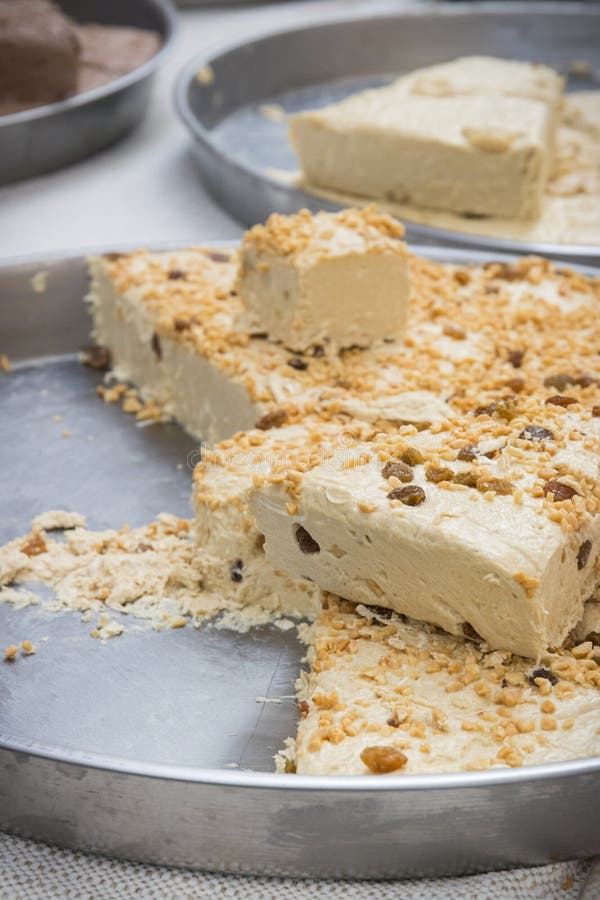 Halva with Nuts on Stall at Bazaar. High Calorie Snack Stock Photo ...