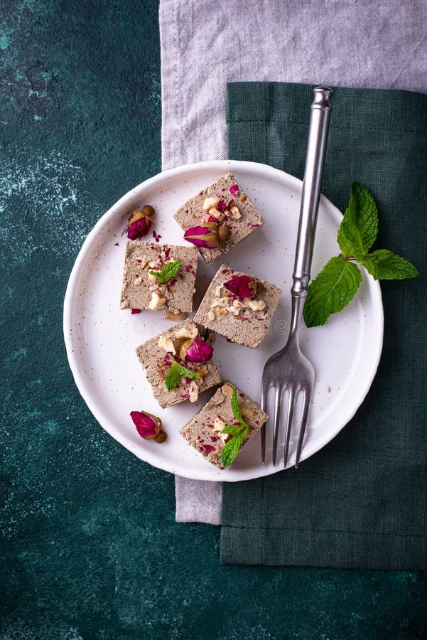 Halva with Rose Petal and Nuts. Stock Image - Image of arabic, greek ...