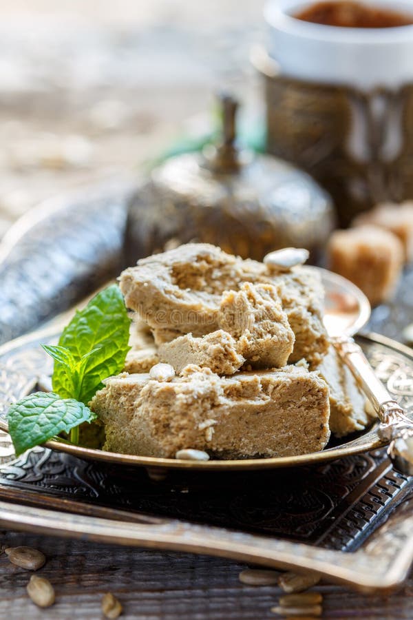 Halva from Sunflower Seeds and Turkish Coffee. Stock Image - Image of ...