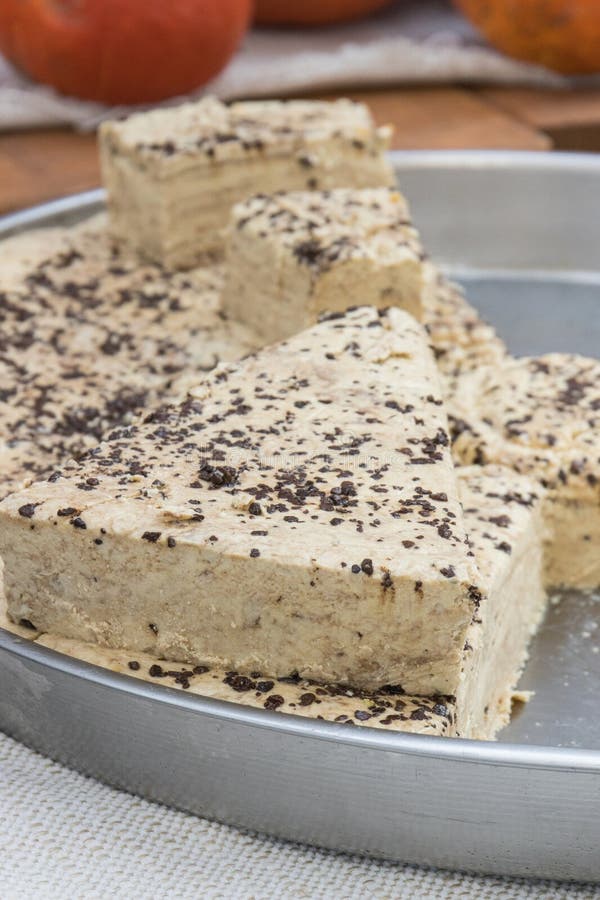 Halva with Vanilla and Chocolate on Stall at Bazaar. High Calorie Snack ...