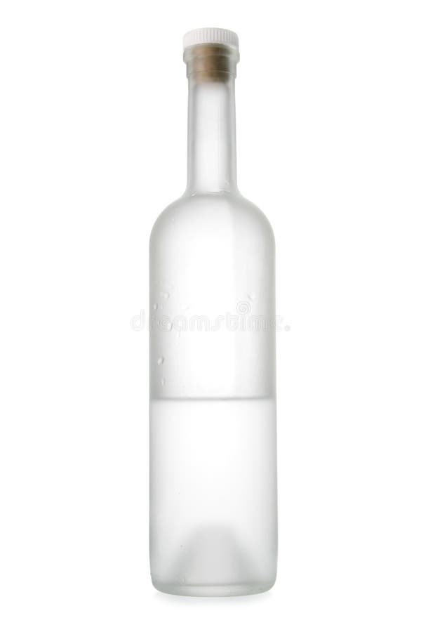 Fles Wodka of Gin Gekoelde Alcoholdrank Op Witte Achtergrond ...