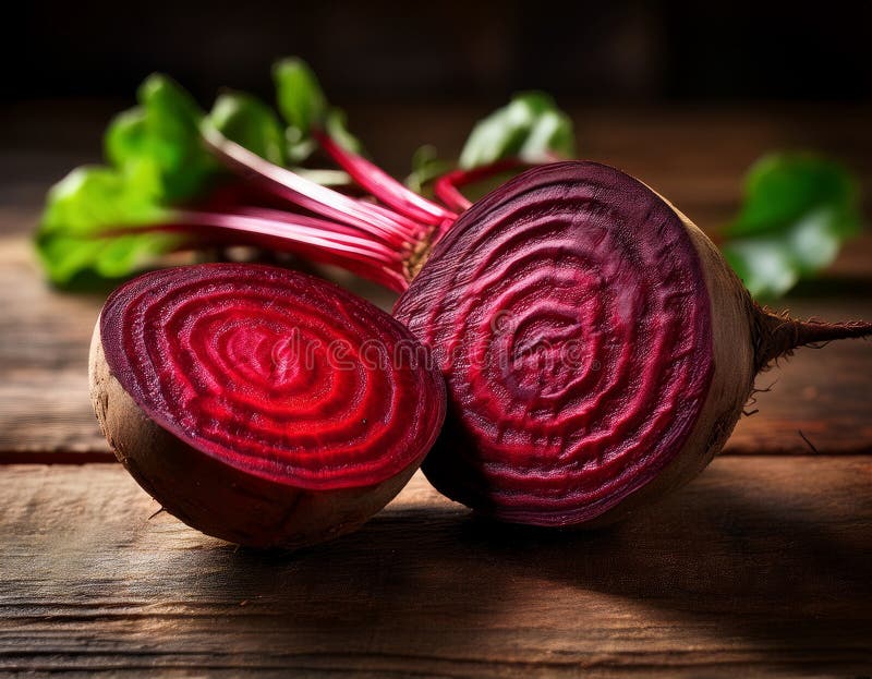 A Halved Beetroot Showing Its Intricate Rings and Rich Deep Red Color ...