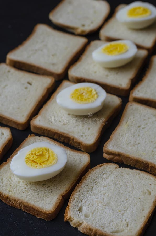 Halved Boiled Eggs and Toast Bread Stock Image - Image of head, grocery ...