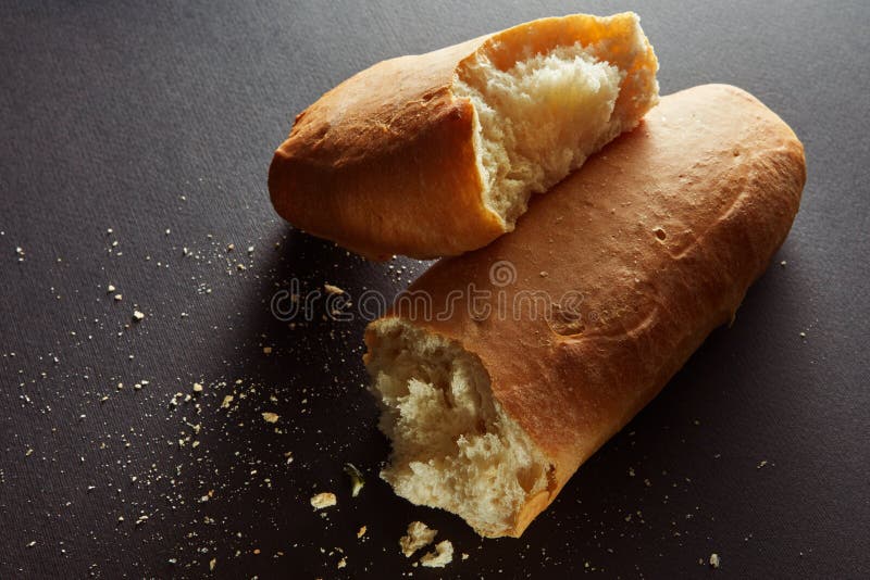 Halved Bread Roll with Crumbs Stock Photo - Image of bake, crispy ...
