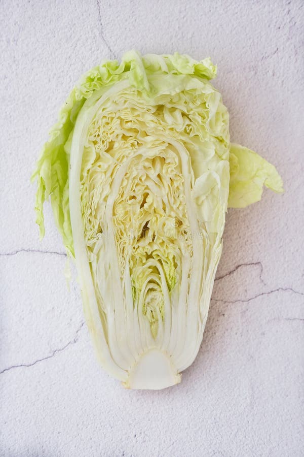 Halved Chinese Cabbage Face Up with White Background Stock Photo ...