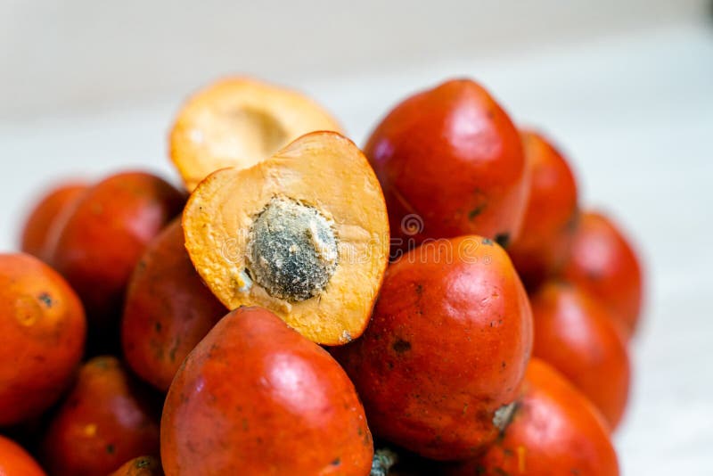 Halved Chontaduro Fruit with a Core; Popular Plant in Ecuador Stock ...
