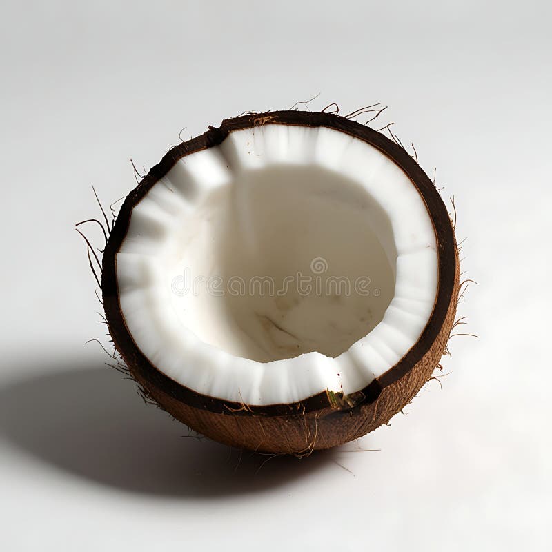 A Halved Coconut Shows Its White Interior Stock Illustration ...