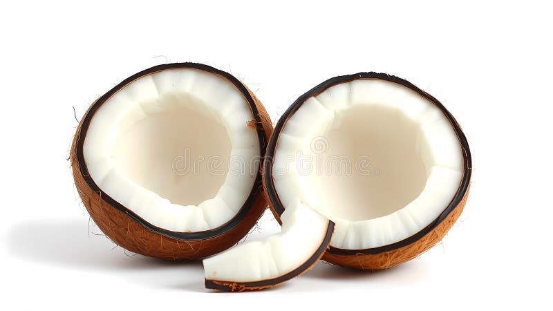 Halved Coconuts with Slice Isolated on White Background for Tropical ...