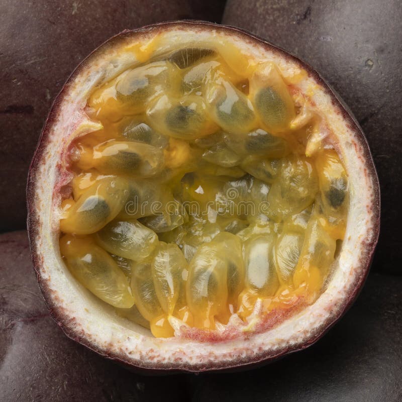 Halved Fresh Passion Fruit Close Up Stock Photo - Image of ingredient ...