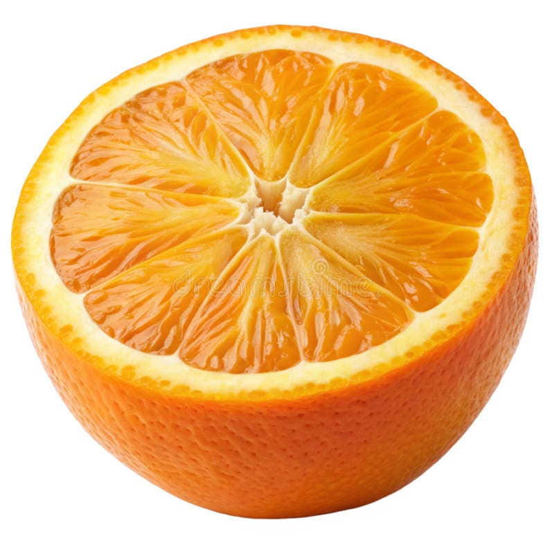 A Halved Orange Showing Its Bright, Juicy Segments, Isolated on a White ...