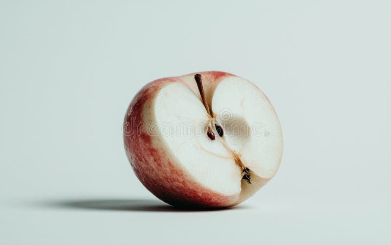 Halved Pink Apple on Gray Background Stock Illustration - Illustration ...