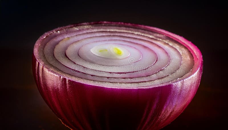 A Halved Red Onion Showing Its Interior Layers and Texture in Close-up ...