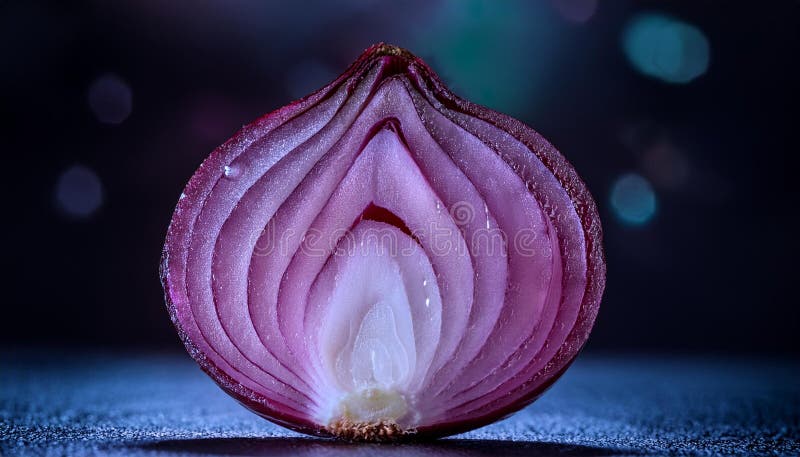 A Halved Red Onion Showing Its Interior Layers and Texture in Close-up ...