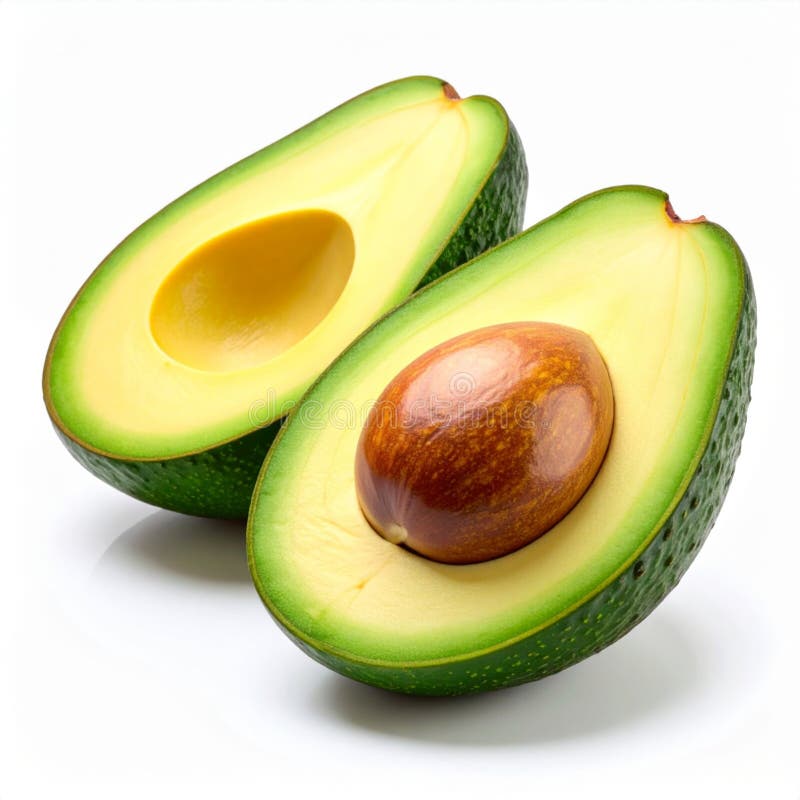 Halved Ripe Avocado on White Background Stock Illustration ...