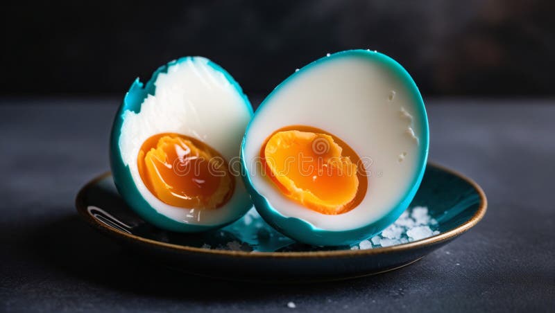 Halved Salted Egg, Blue Color Shell from Duck Egg Stock Image - Image ...