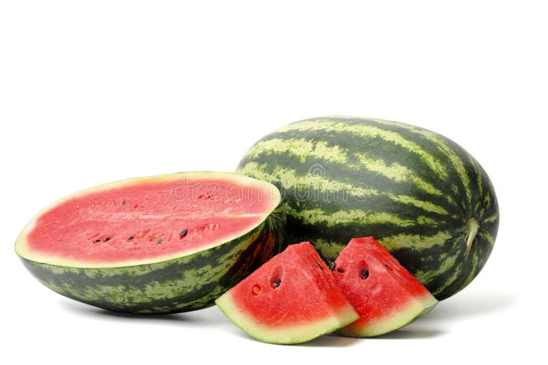 Halved Watermelon and Whole Watermelon. Stock Photo - Image of fresh ...