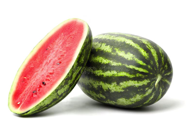 Halved Watermelon and Whole Watermelon. Stock Photo - Image of plant ...